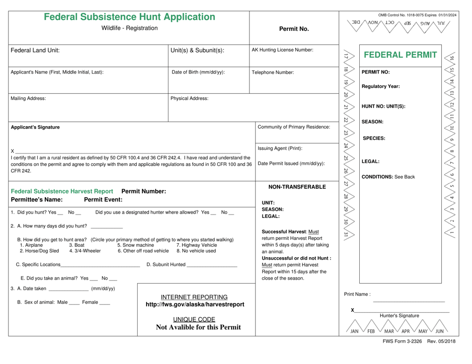 FWS Form 3-2326 Download Printable PDF or Fill Online Federal ...