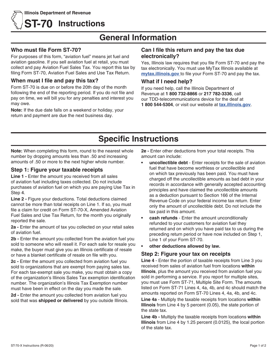Download Instructions for Form ST-70 Aviation Fuel Sales and Use Tax ...