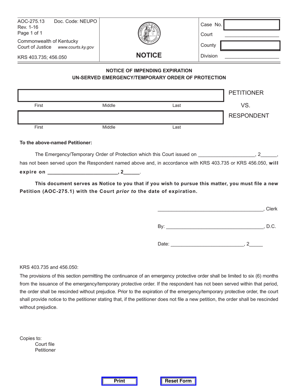 Form AOC-275.13 - Fill Out, Sign Online and Download Fillable PDF ...