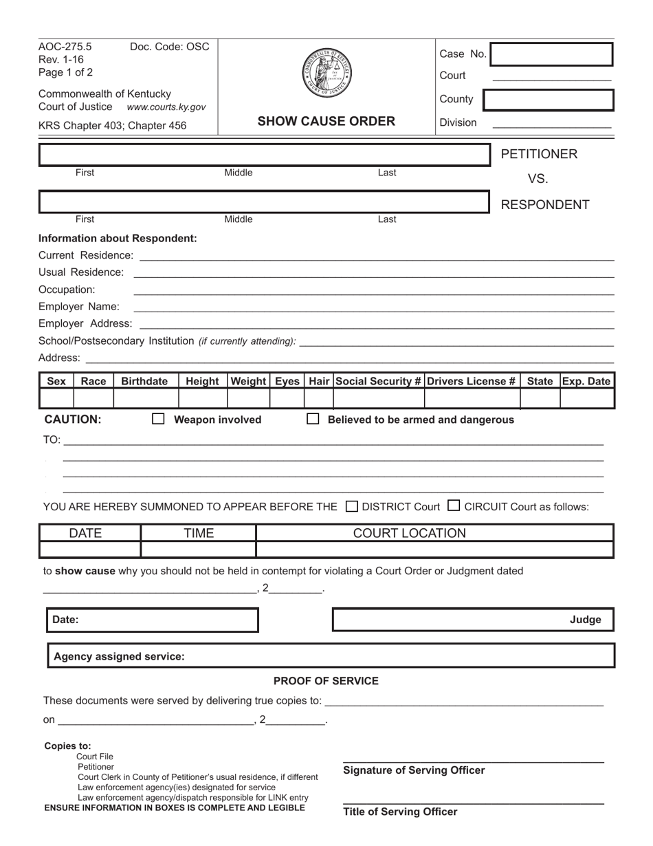Form AOC-275.5 - Fill Out, Sign Online and Download Fillable PDF ...