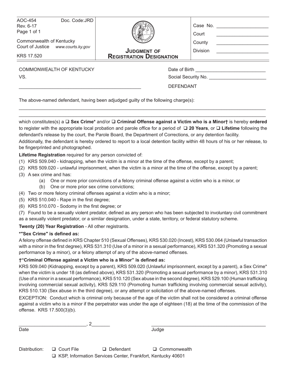 Form AOC-454 - Fill Out, Sign Online and Download Printable PDF ...