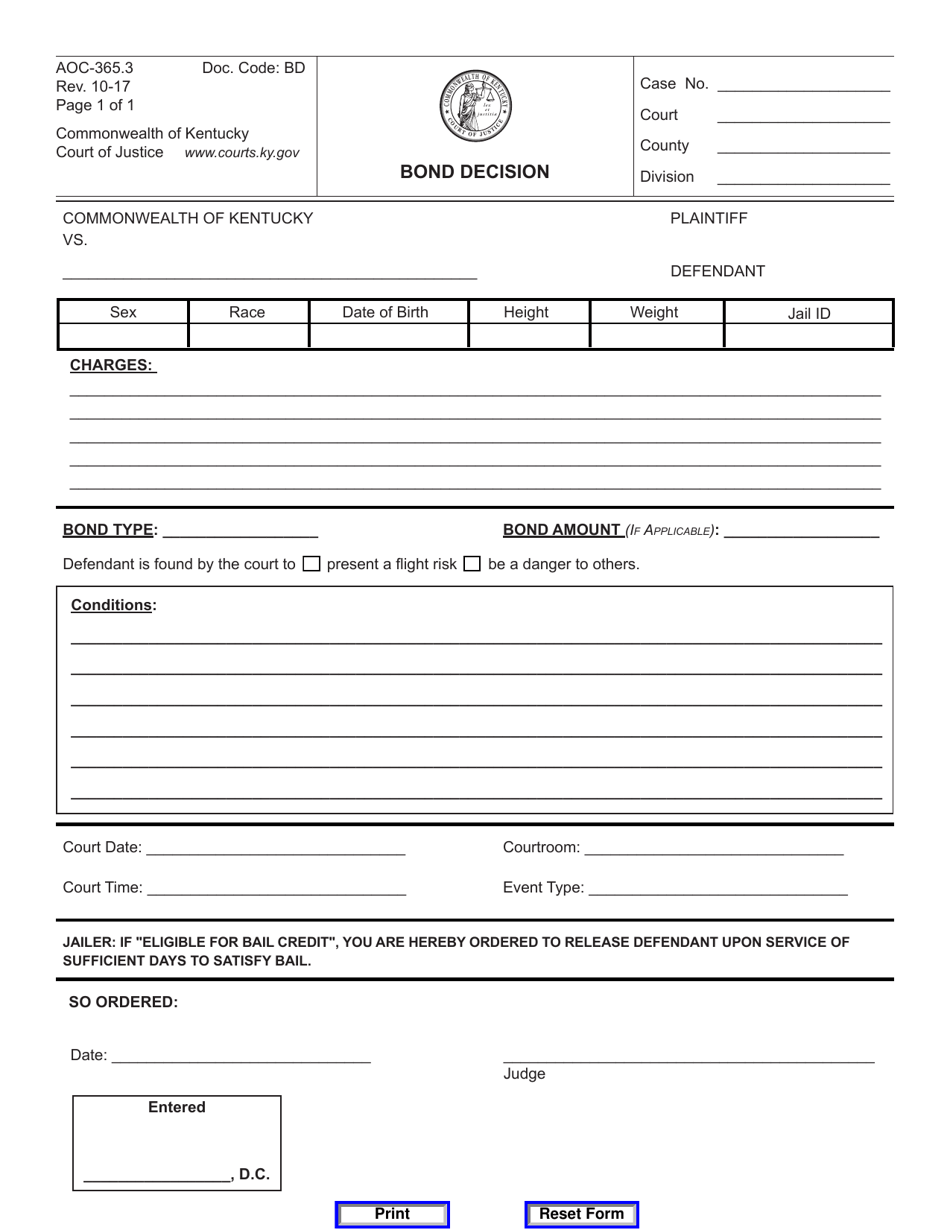 Form AOC-365.3 - Fill Out, Sign Online and Download Fillable PDF ...