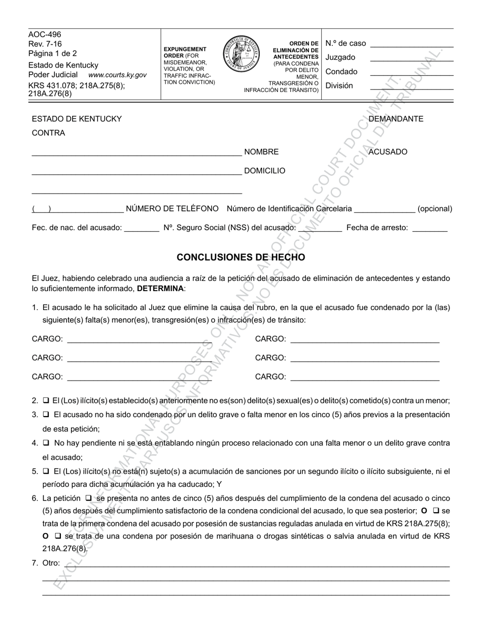 Formulario AOC-496 - Fill Out, Sign Online and Download Printable PDF ...