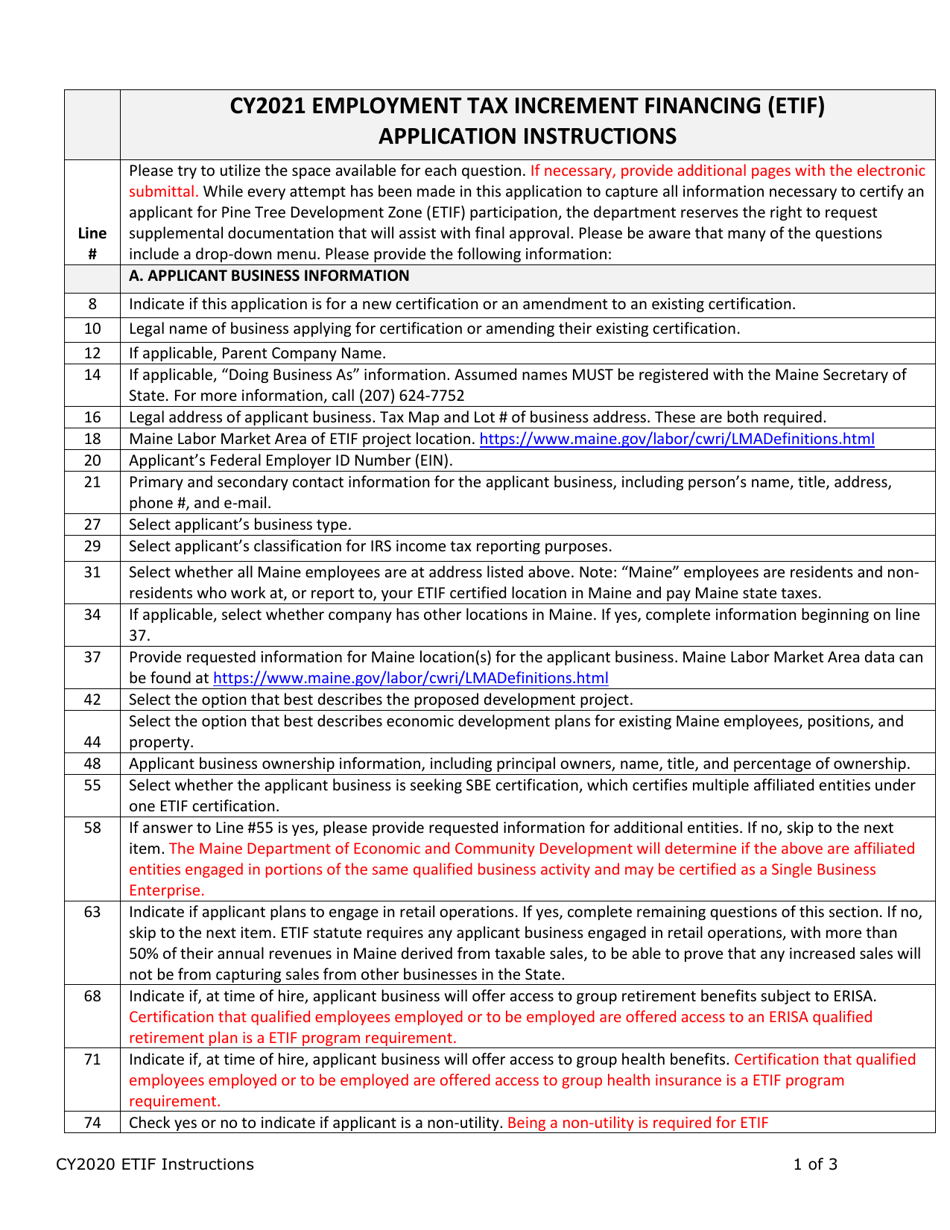 Download Instructions for Employment Tax Increment Financing (Etif ...