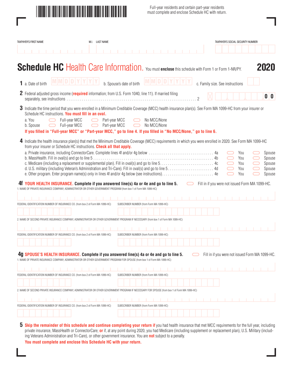 Schedule HC Download Printable PDF or Fill Online Health Care ...
