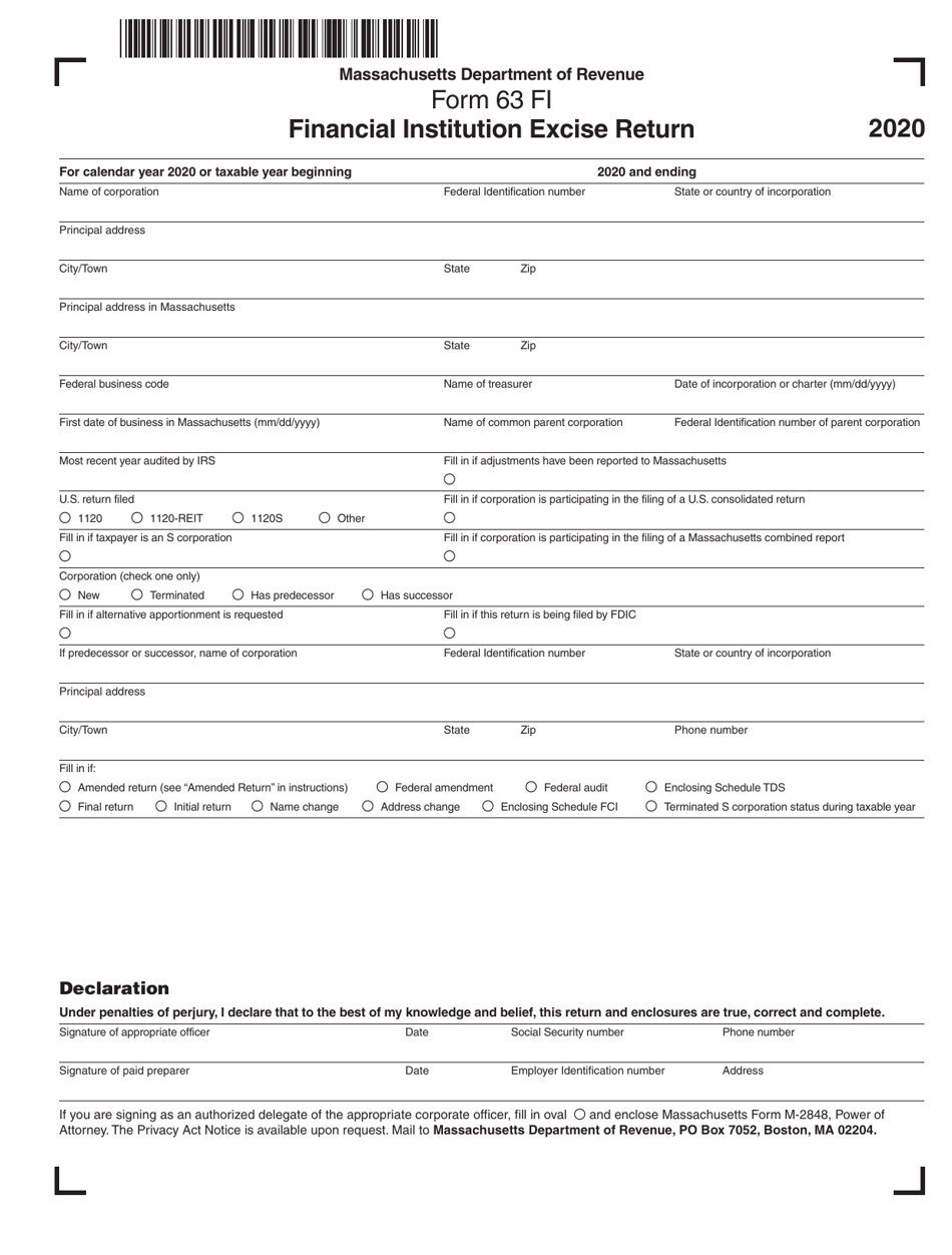 Form 63 FI Download Printable PDF or Fill Online Financial Institution ...