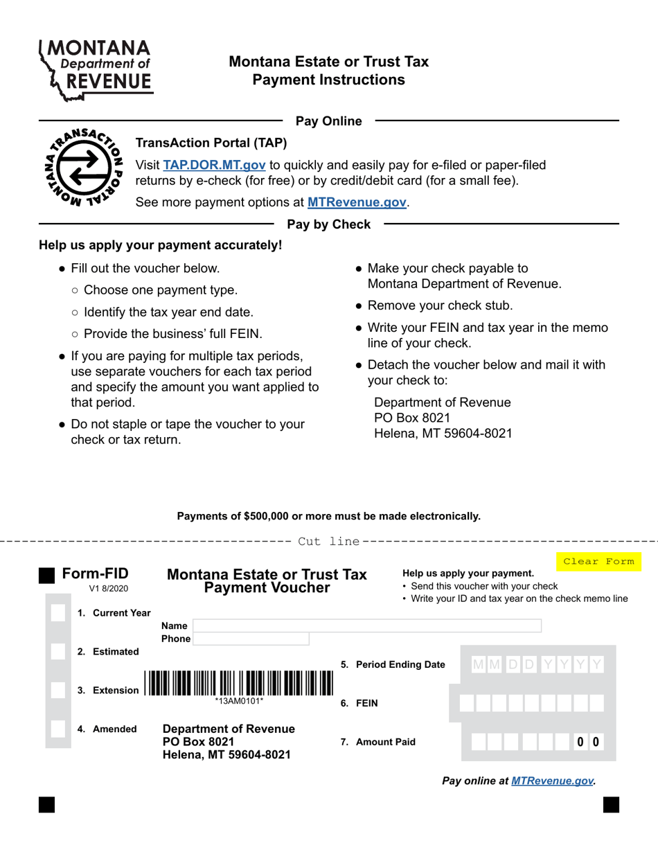 Form FID - Fill Out, Sign Online and Download Fillable PDF, Montana ...