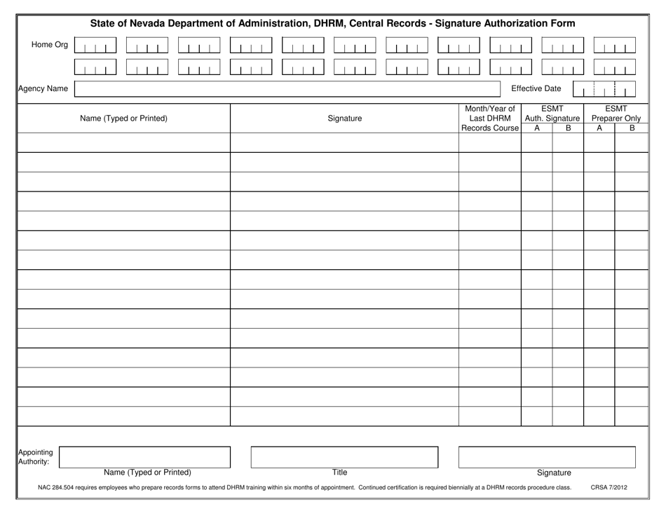 Form CRSA - Fill Out, Sign Online and Download Printable PDF, Nevada ...