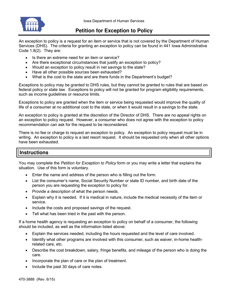 Form 470-3888 - Fill Out, Sign Online and Download Fillable PDF, Iowa ...