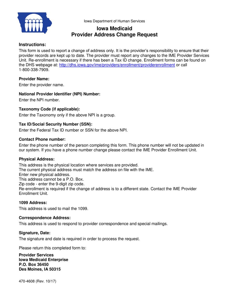 Form 470-4608 - Fill Out, Sign Online and Download Printable PDF, Iowa ...