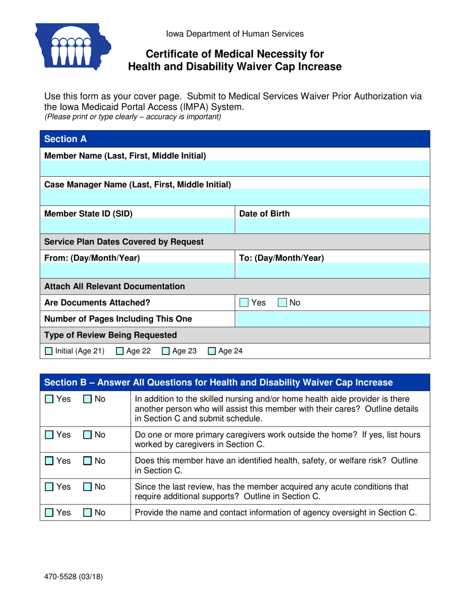 Form 470-5528 - Fill Out, Sign Online and Download Fillable PDF, Iowa ...