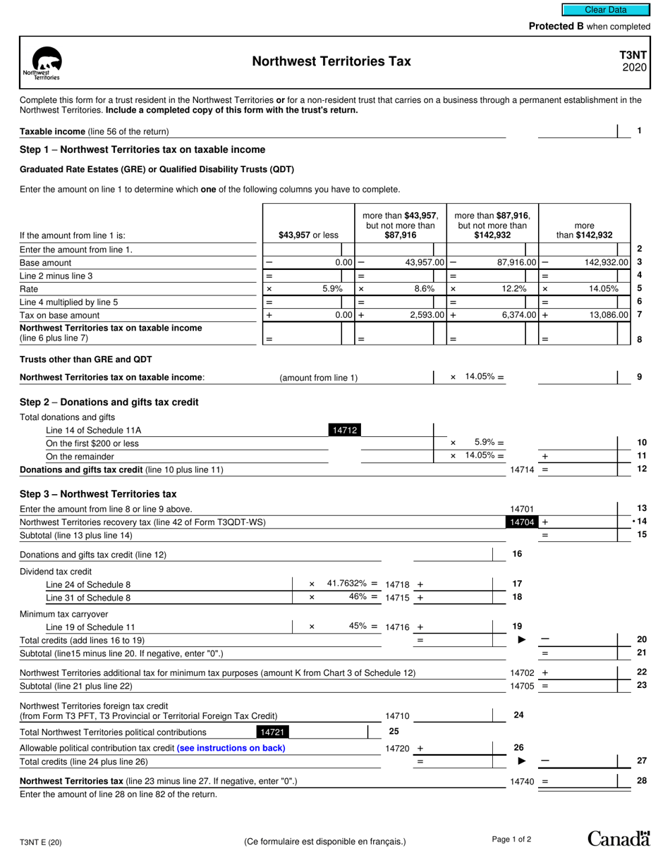 Form T3NT Download Fillable PDF or Fill Online Northwest Territories ...