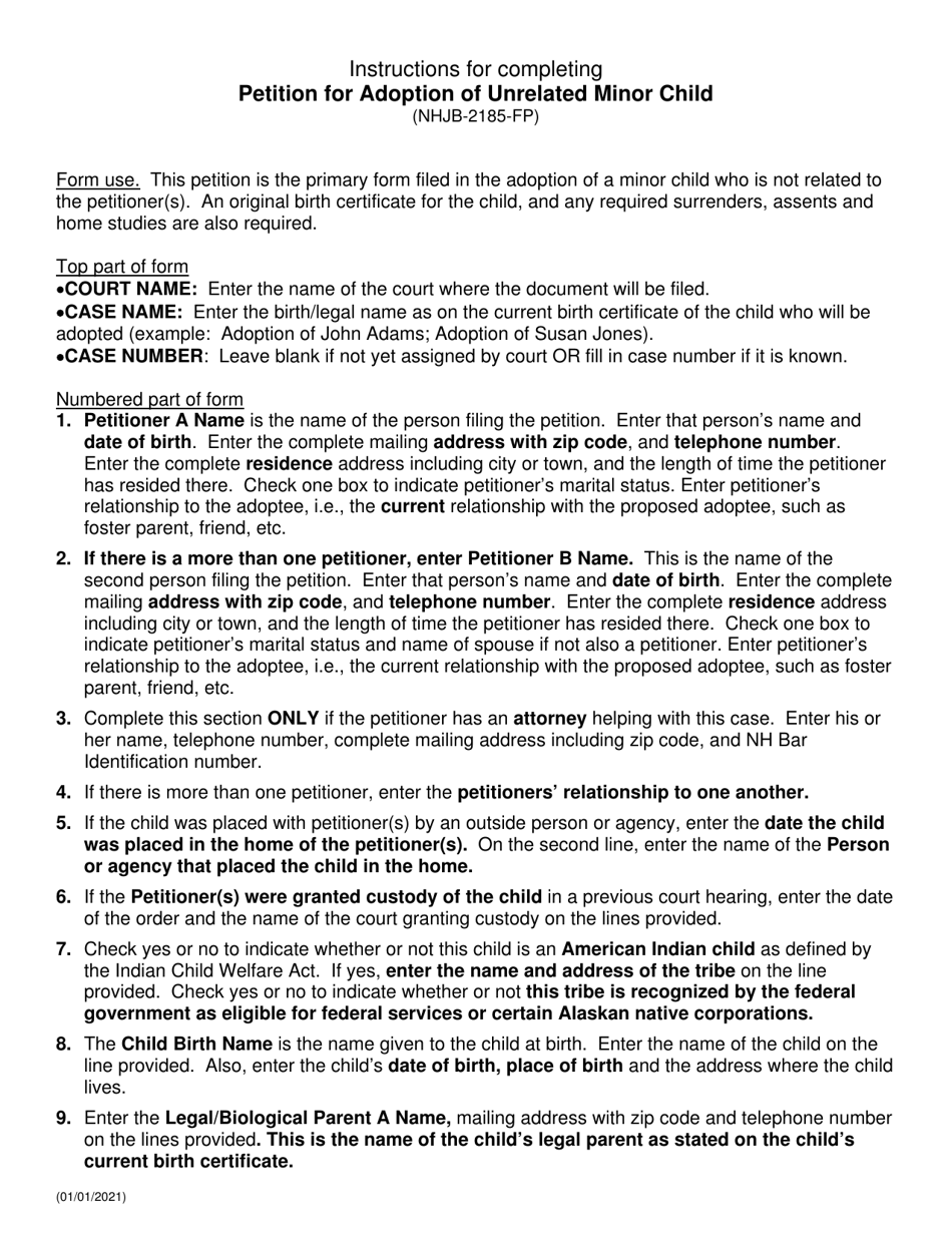 Download Instructions for Form NHJB-2185-FP Petition for Adoption of ...