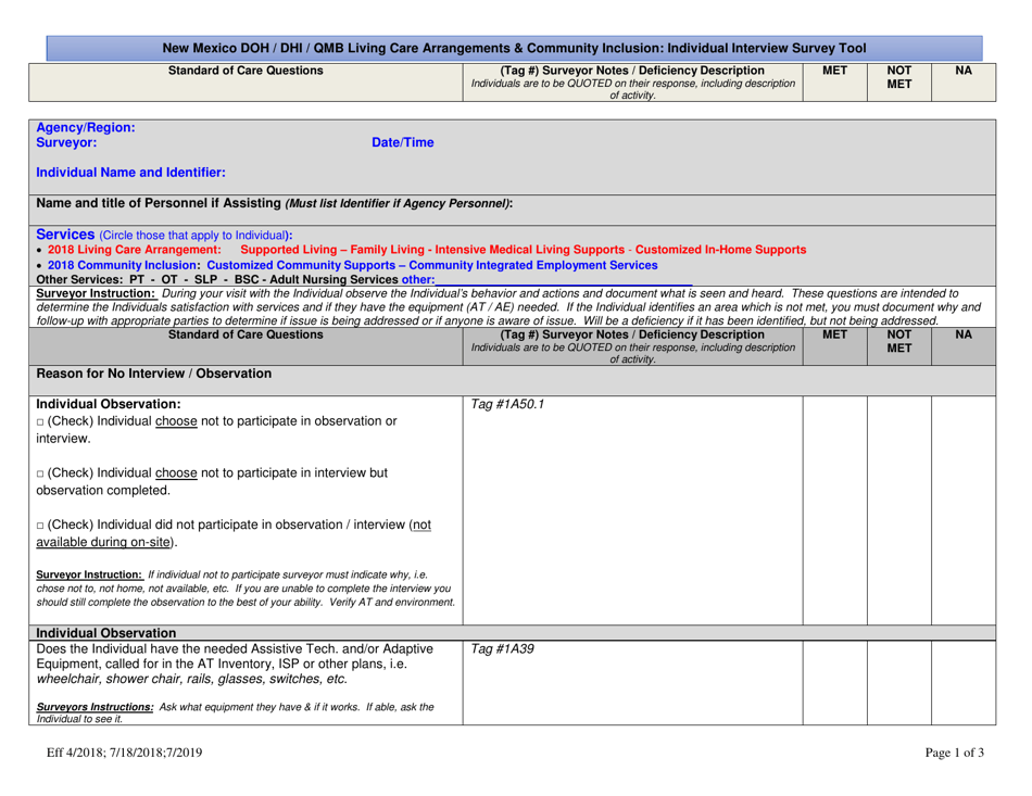 New Mexico New Mexico Doh/Dhi/Qmb Living Care Arrangements & Community ...