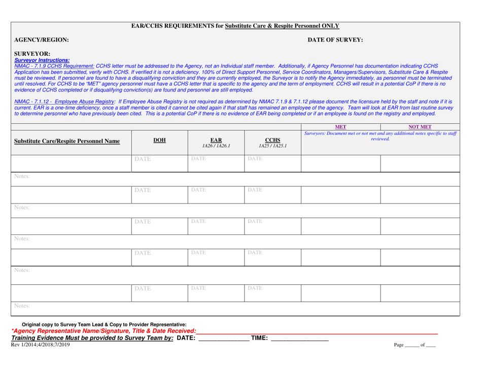 New Mexico Ear/Cchs Requirements for Substitute Care & Respite - Fill ...