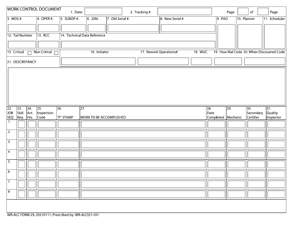 WR-ALC Form 29 Download Fillable PDF or Fill Online Work Control ...