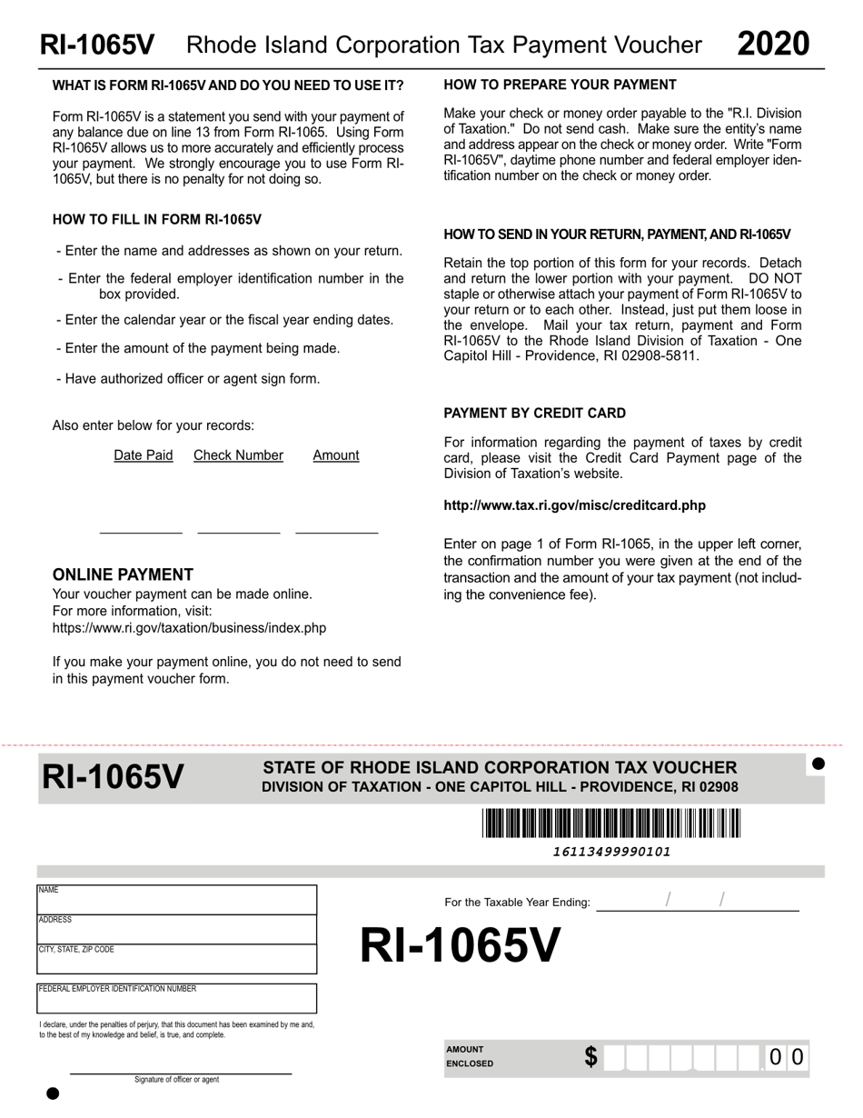 Form RI-1065V Download Fillable PDF or Fill Online Rhode Island ...