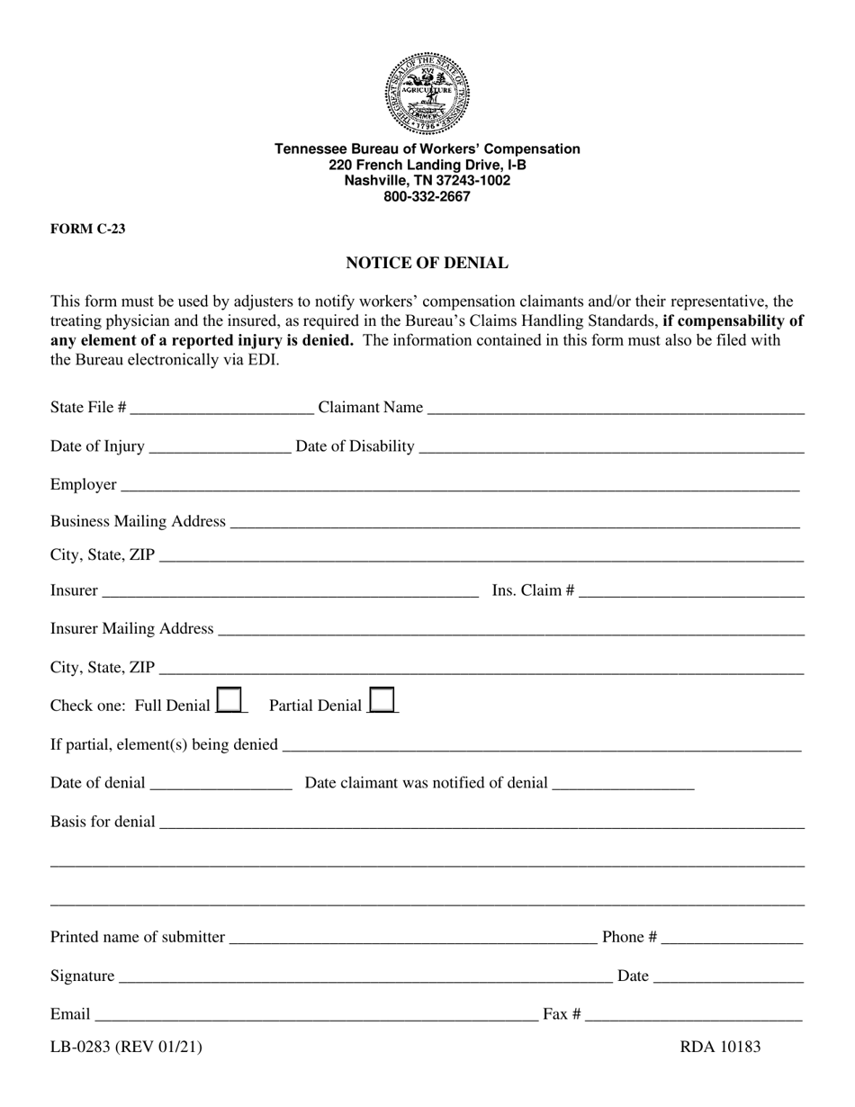 Form LB-0283 (C-23) Download Fillable PDF or Fill Online Notice of ...