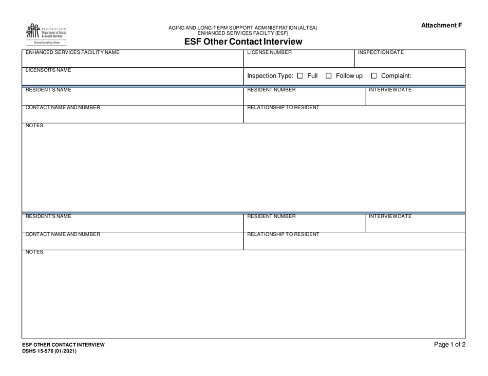 DSHS Form 15-576 Attachment F - Fill Out, Sign Online and Download ...