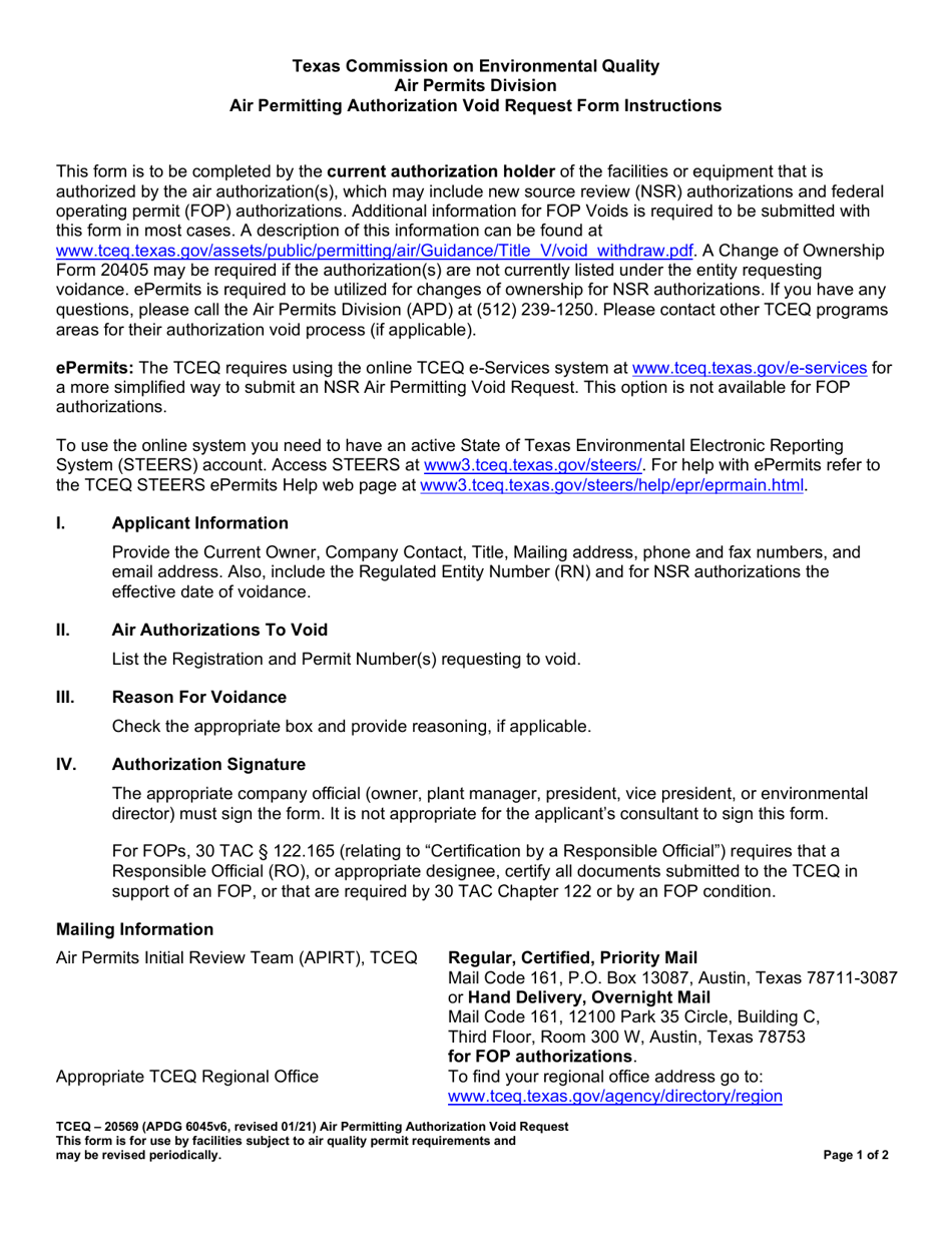 Form TCEQ-20569 Download Fillable PDF or Fill Online Air Permitting ...