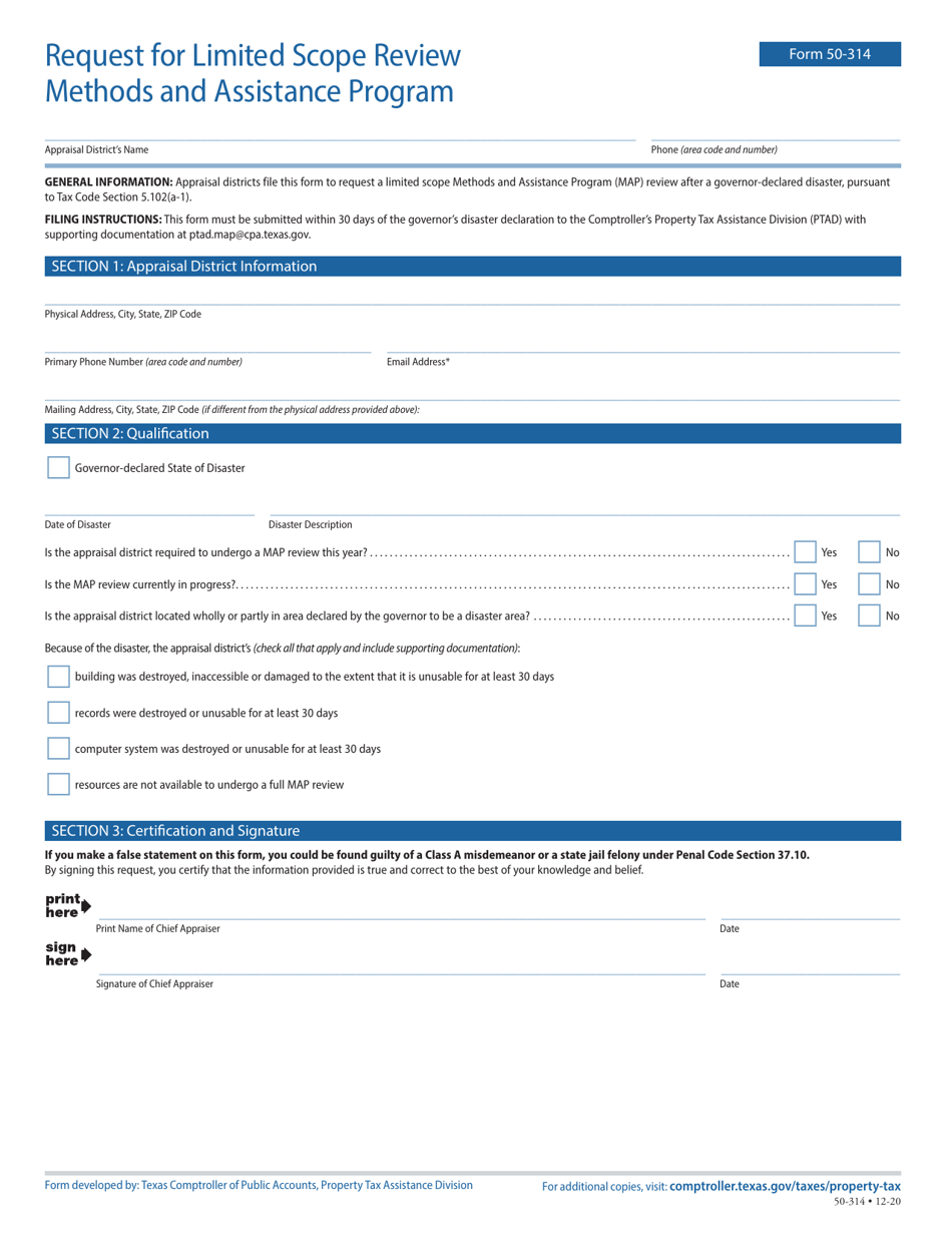 Form 50-314 - Fill Out, Sign Online and Download Fillable PDF, Texas ...