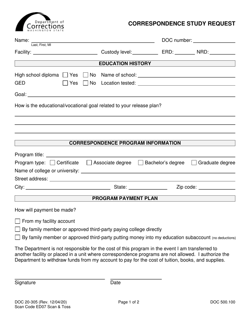 Form DOC20-305 - Fill Out, Sign Online and Download Printable PDF ...