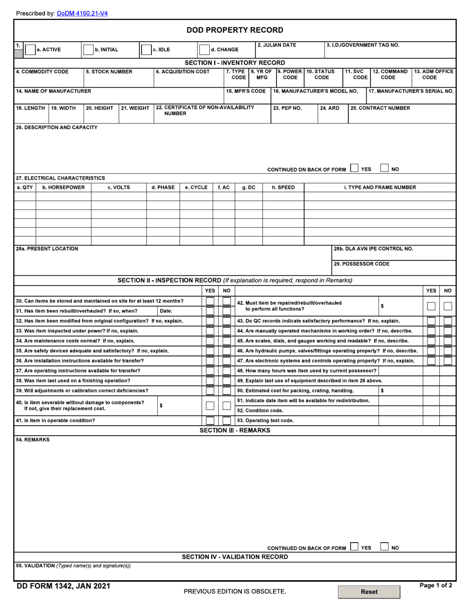 DD Form 1342 - Fill Out, Sign Online and Download Fillable PDF ...