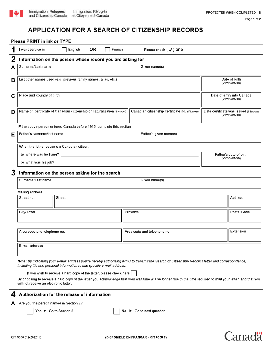 Form CIT0058 Download Fillable PDF or Fill Online Application for a ...