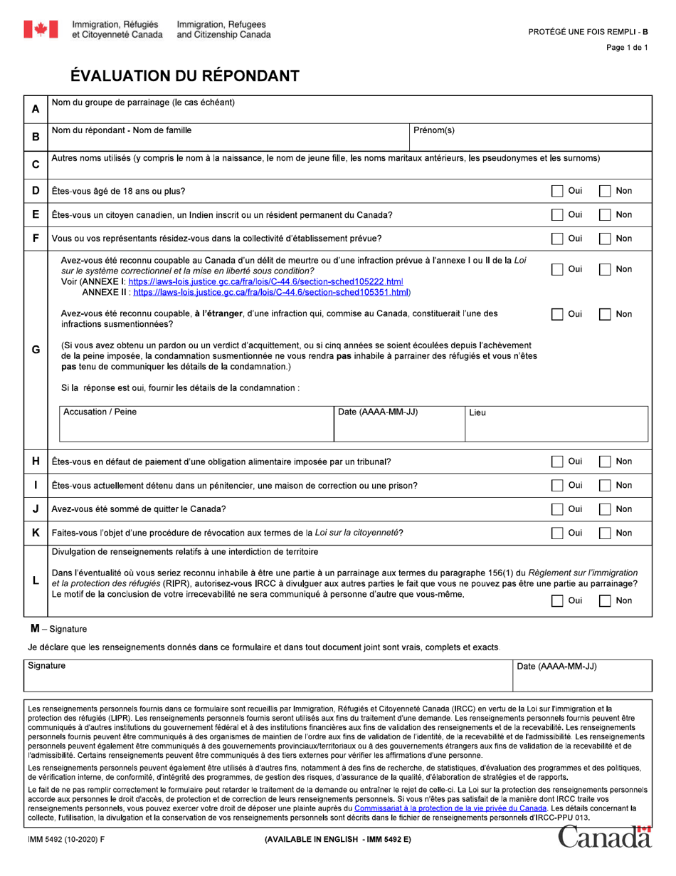 Form IMM5492 - Fill Out, Sign Online and Download Fillable PDF, Canada ...