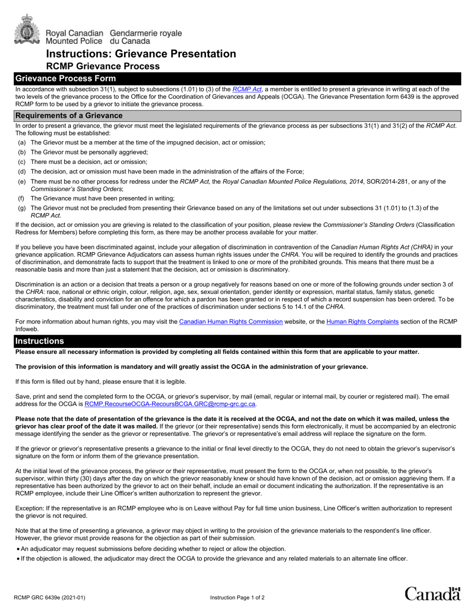 Form RCMP GRC6439 - Fill Out, Sign Online and Download Fillable PDF ...
