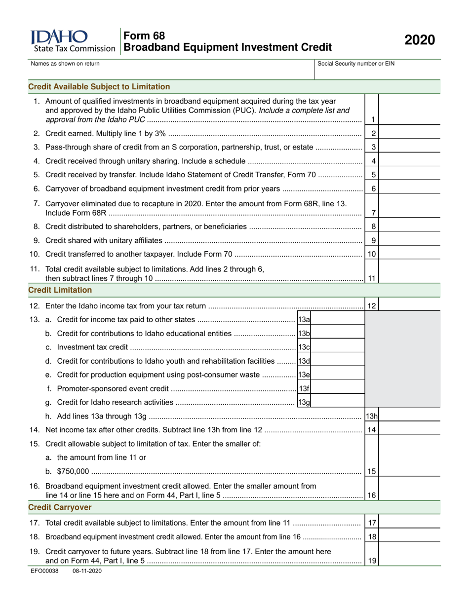 Form 68 (EFO00038) - 2020 - Fill Out, Sign Online and Download Fillable ...
