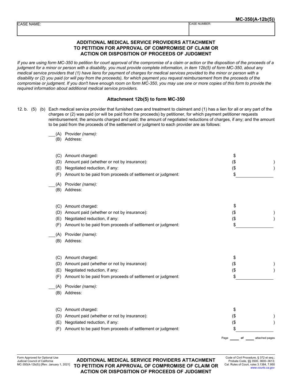 Form MC-350(A-12B(5)) - Fill Out, Sign Online and Download Fillable PDF ...