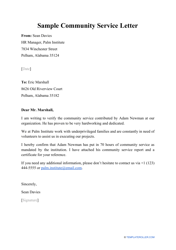 Sample Community Service Letter Download Printable PDF | Templateroller