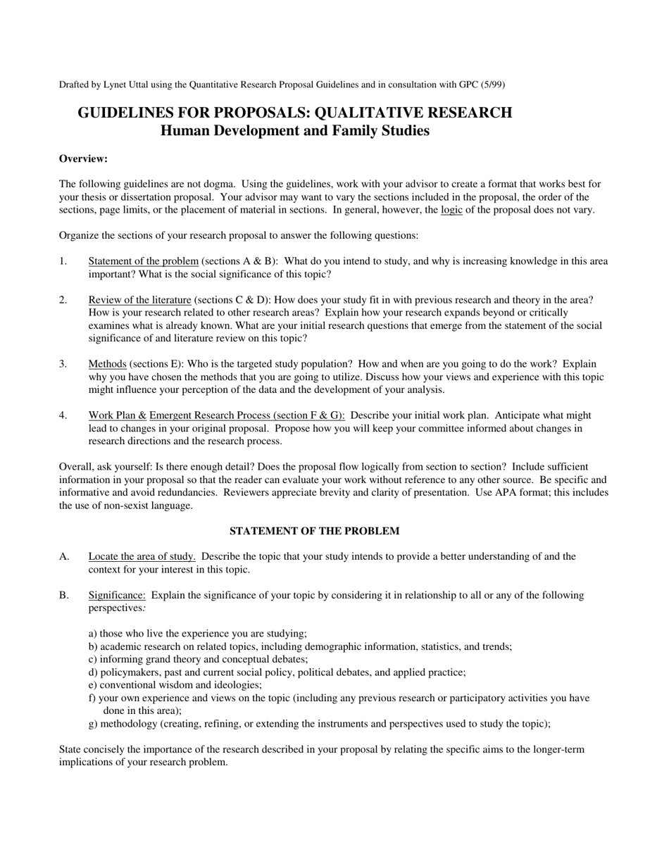 Guidelines for Proposals: Qualitative Research - Human Development and ...