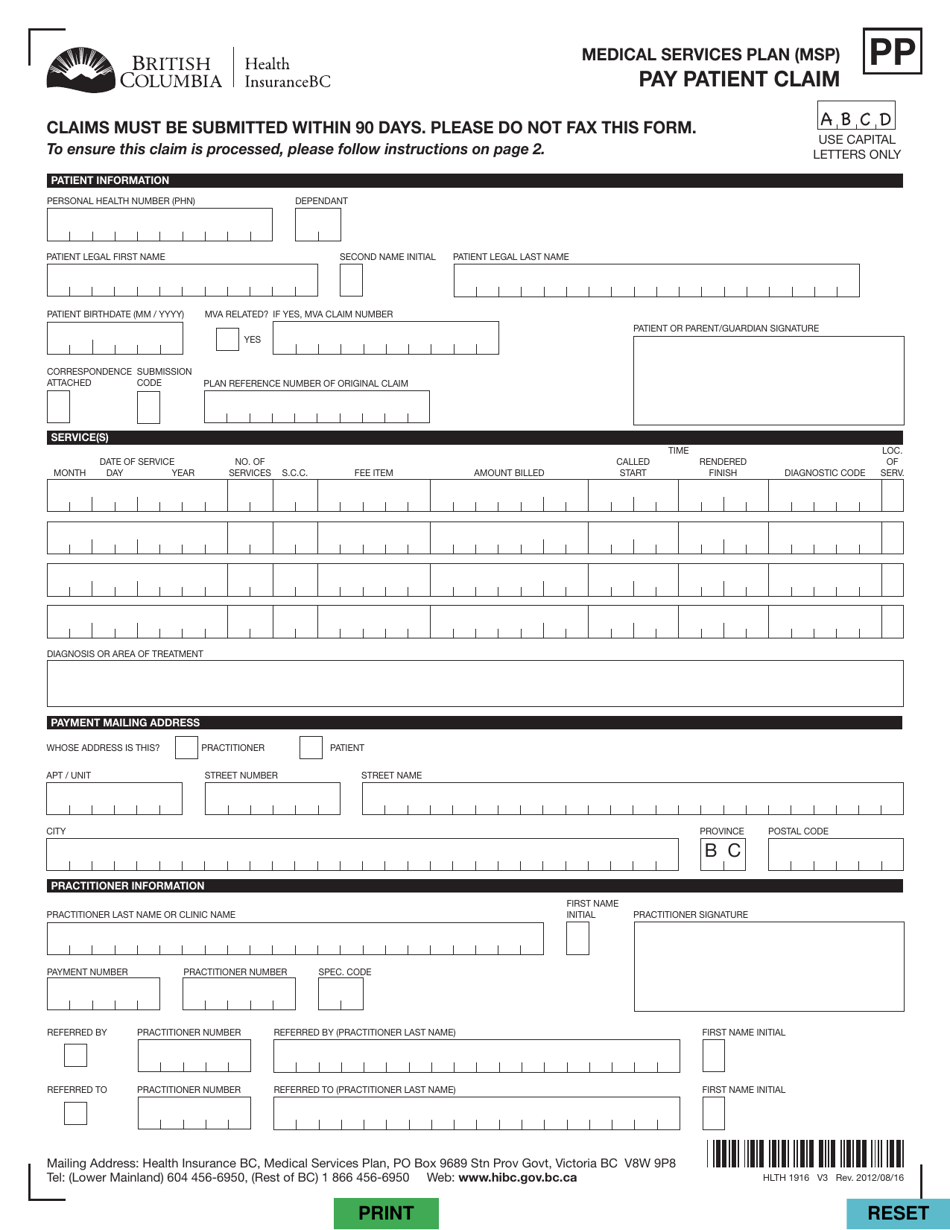 Form HLTH1916 - Fill Out, Sign Online and Download Fillable PDF ...