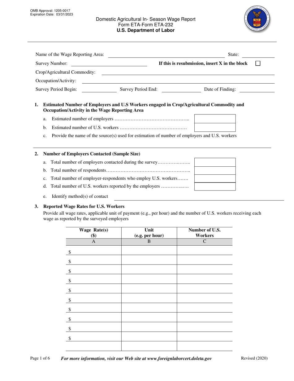 Form ETA-232 - Fill Out, Sign Online and Download Fillable PDF ...
