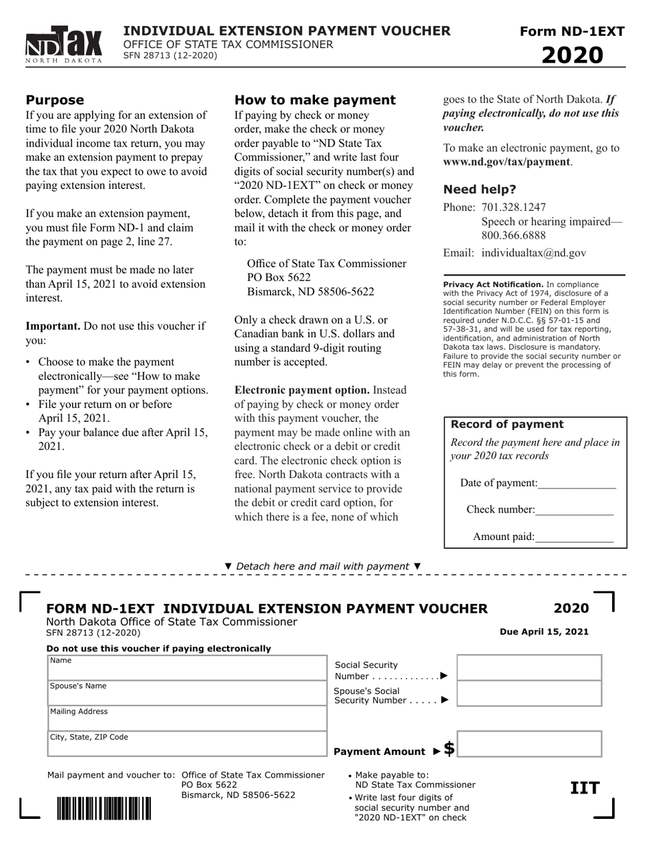 Form ND-1EXT (SFN28713) - 2020 - Fill Out, Sign Online and Download ...