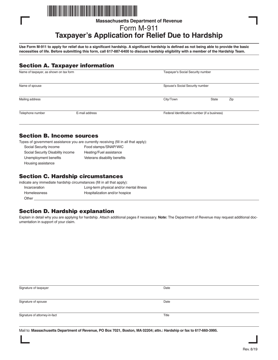 Form M-911 - Fill Out, Sign Online and Download Fillable PDF ...
