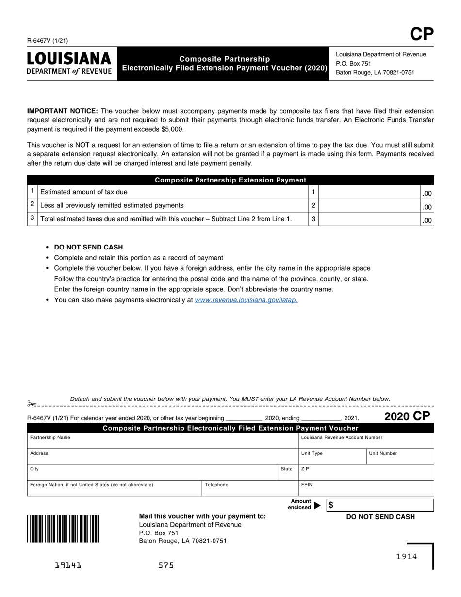 Form R-6467V Download Fillable PDF or Fill Online Composite Partnership ...