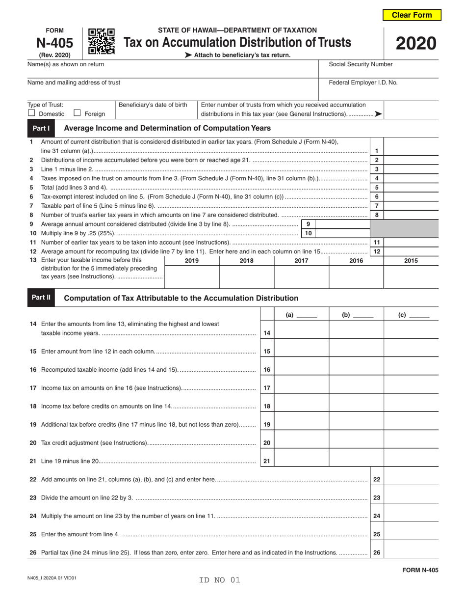 Form N-405 Download Fillable PDF or Fill Online Tax on Accumulation ...