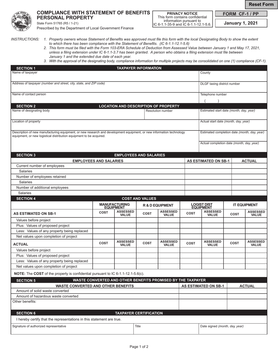 State Form 51765 (CF-1 / PP) - Fill Out, Sign Online and Download ...