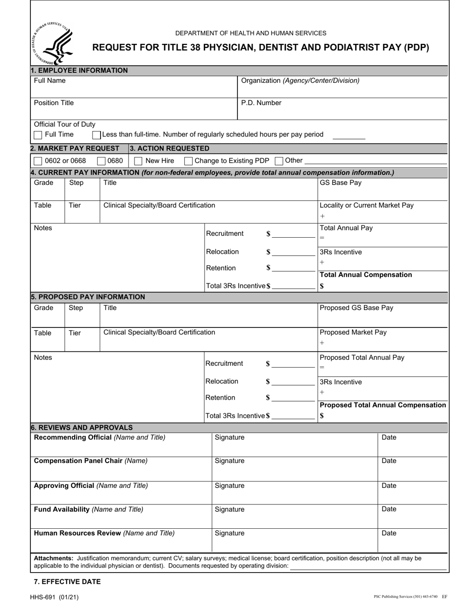 Form HHS-691 Download Fillable PDF or Fill Online Request for Title 38 ...