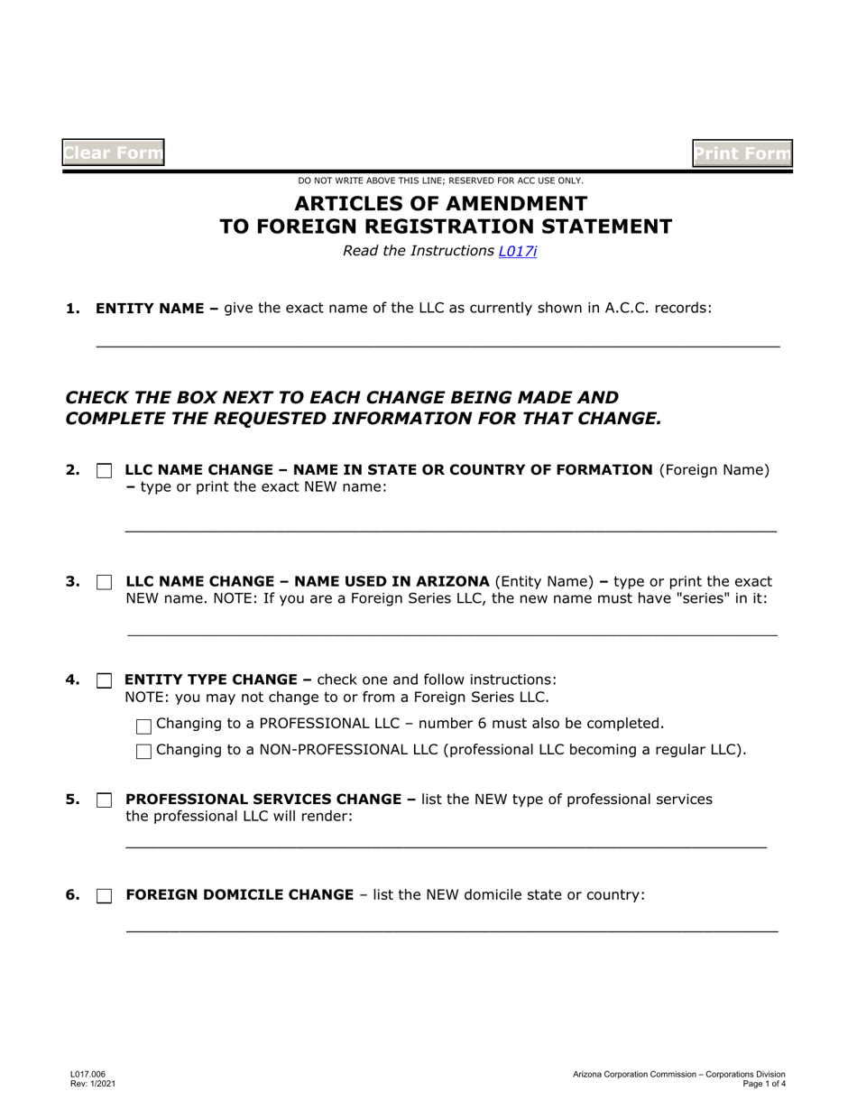 Form L017 - Fill Out, Sign Online and Download Fillable PDF, Arizona ...