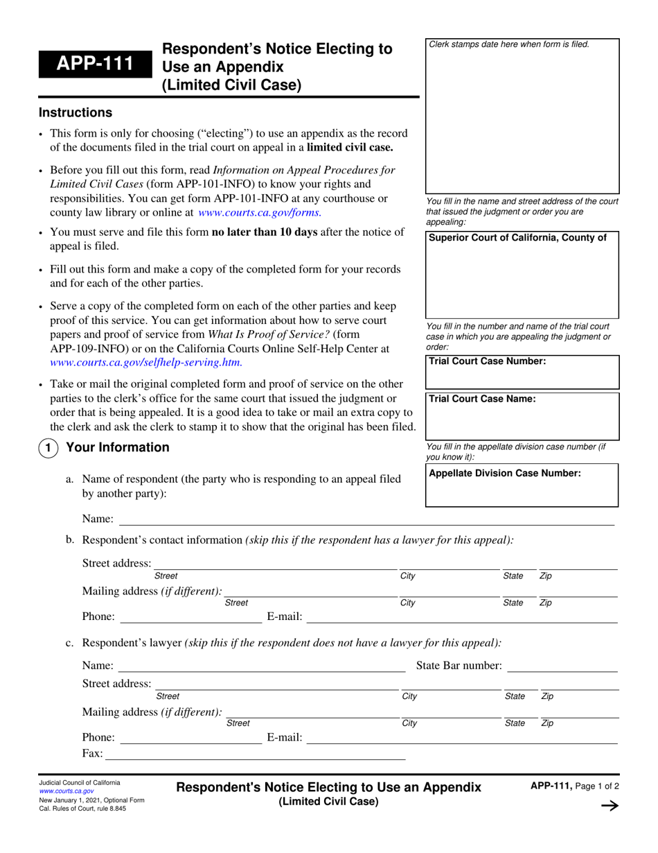 Form APP-111 - Fill Out, Sign Online and Download Fillable PDF ...