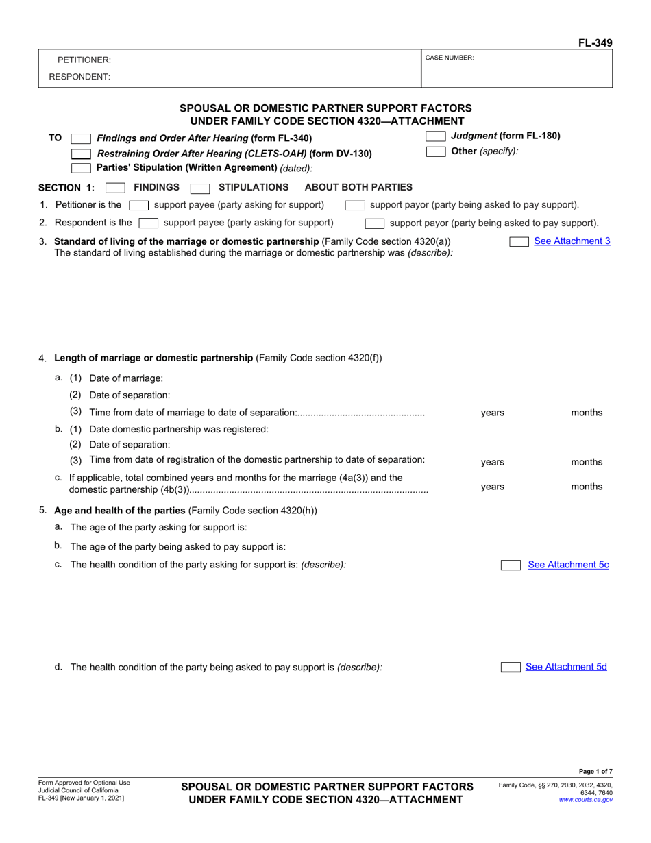 Form FL-349 - Fill Out, Sign Online and Download Fillable PDF ...
