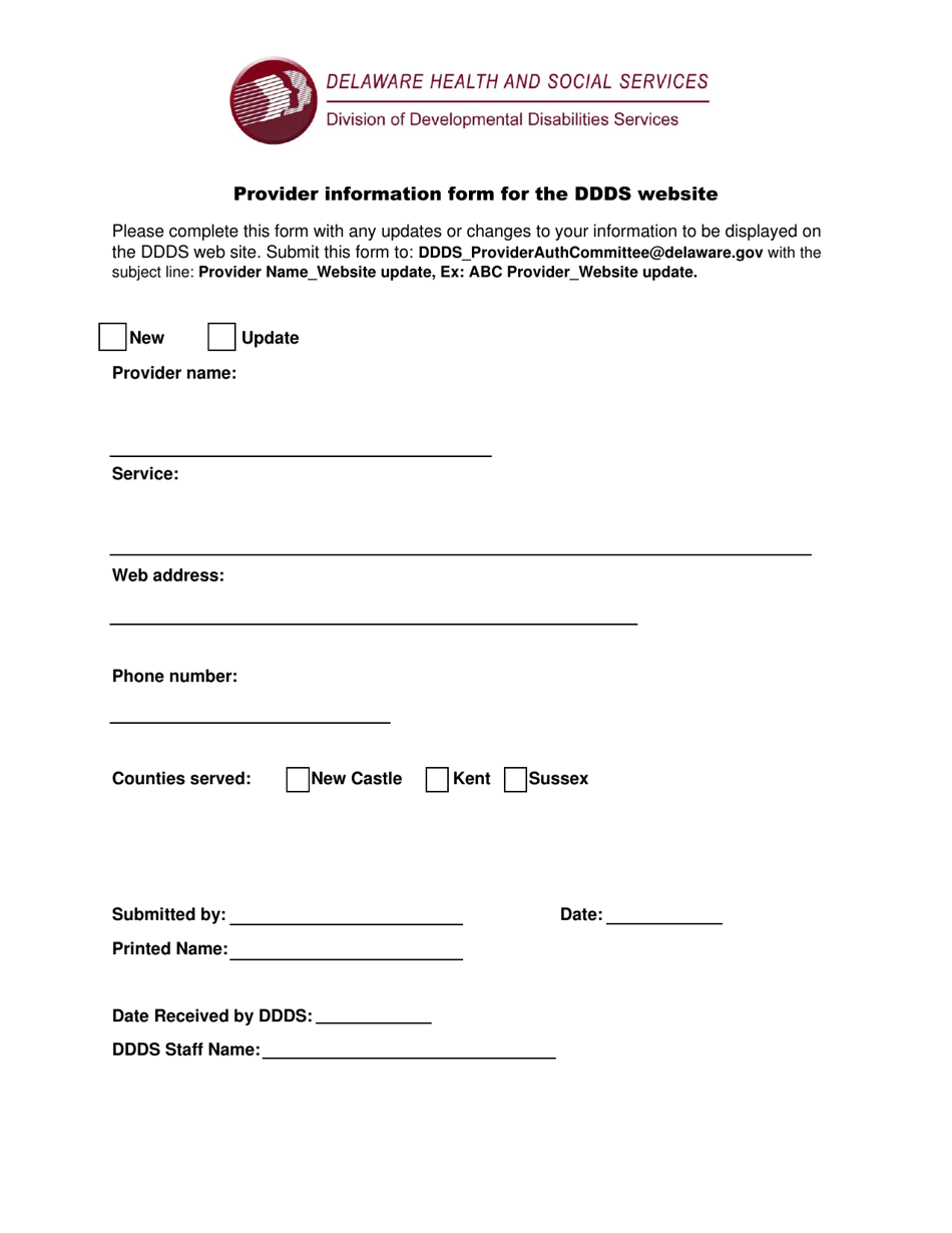 Delaware Provider Information Form for the Ddds Website - Fill Out ...