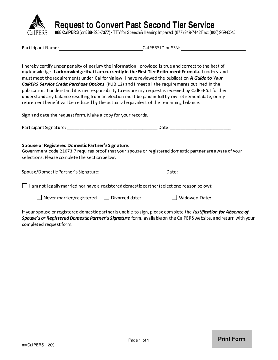 Form my|CalPERS1209 - Fill Out, Sign Online and Download Fillable PDF ...