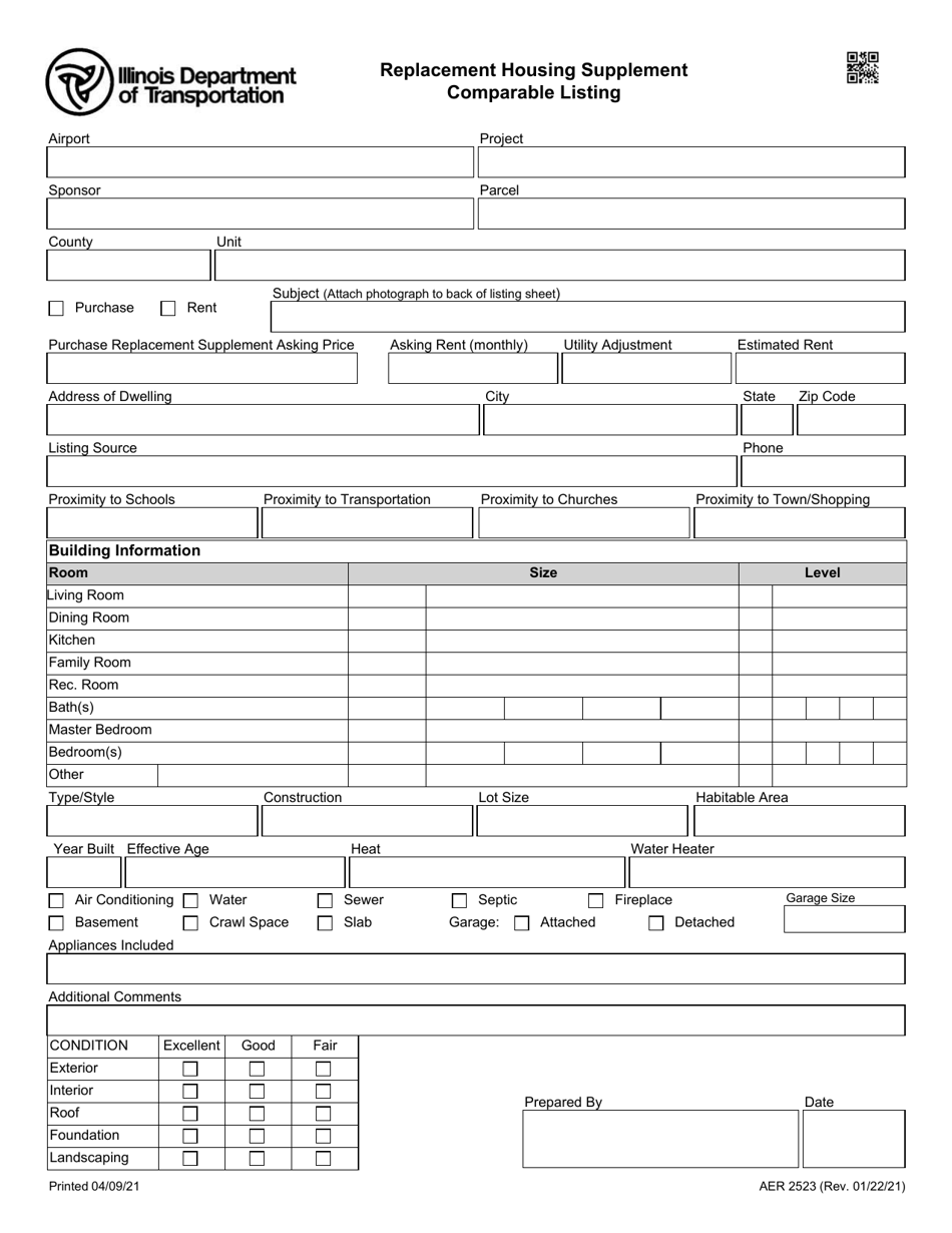 Form AER2523 Download Fillable PDF or Fill Online Replacement Housing ...