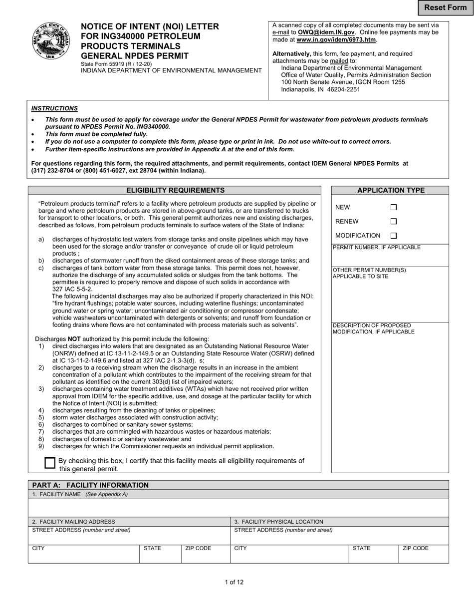 State Form 55919 - Fill Out, Sign Online and Download Fillable PDF ...
