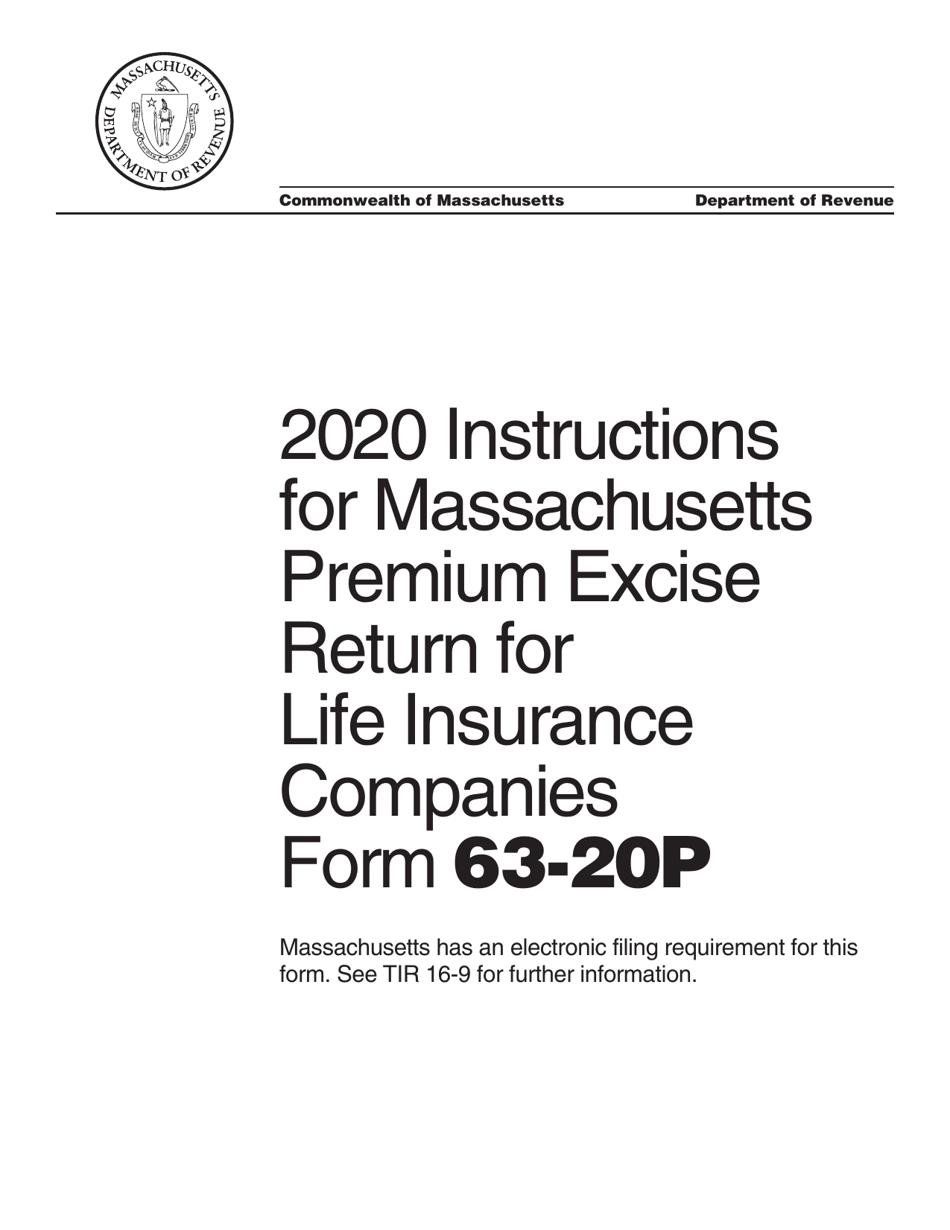 Download Instructions for Form 63-20P Premium Excise Return for Life ...